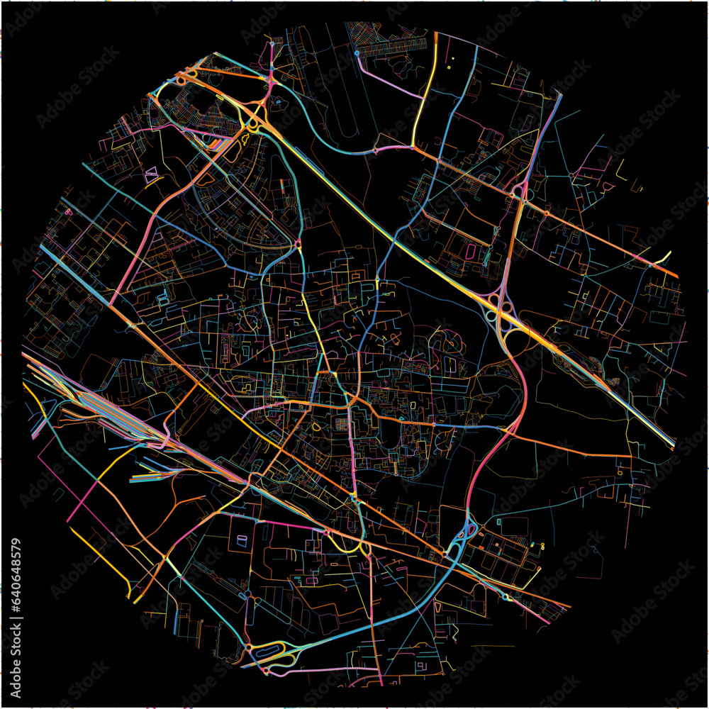 Colorful Map of Saint-Priest, Rhône with all major and minor roads ...