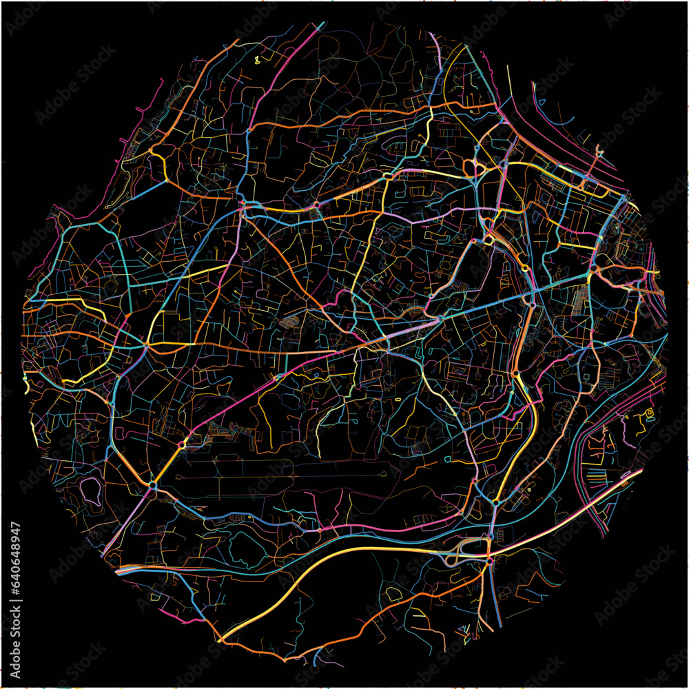 Colorful Map of Anglet, Pyrénées-Atlantiques with all major and minor ...