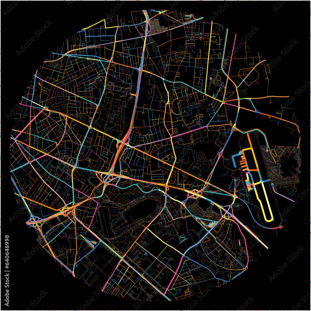 Colorful Map of Bron, Rhône with all major and minor roads. Stock ...