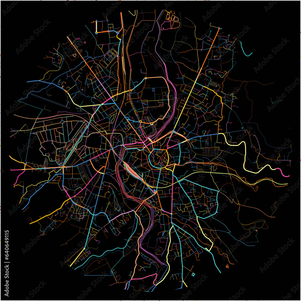 Colorful Map of Montlucon, Allier with all major and minor roads. Stock ...