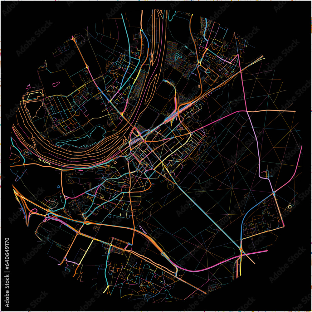 Colorful Map of Poissy, Yvelines with all major and minor roads. vector ...