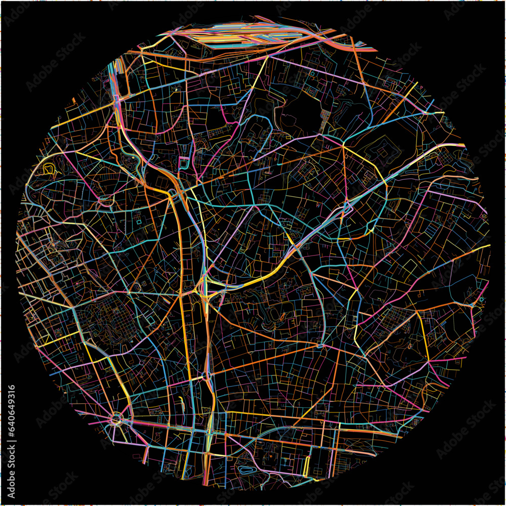 Colorful Map of Bagnolet, Seine-Saint-Denis with all major and minor ...