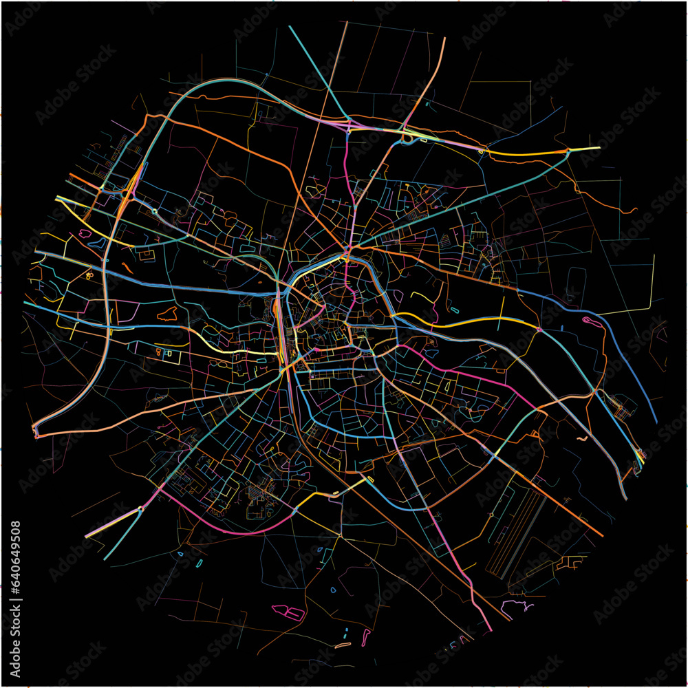 Colorful Map of Haguenau, Bas-Rhin with all major and minor roads ...