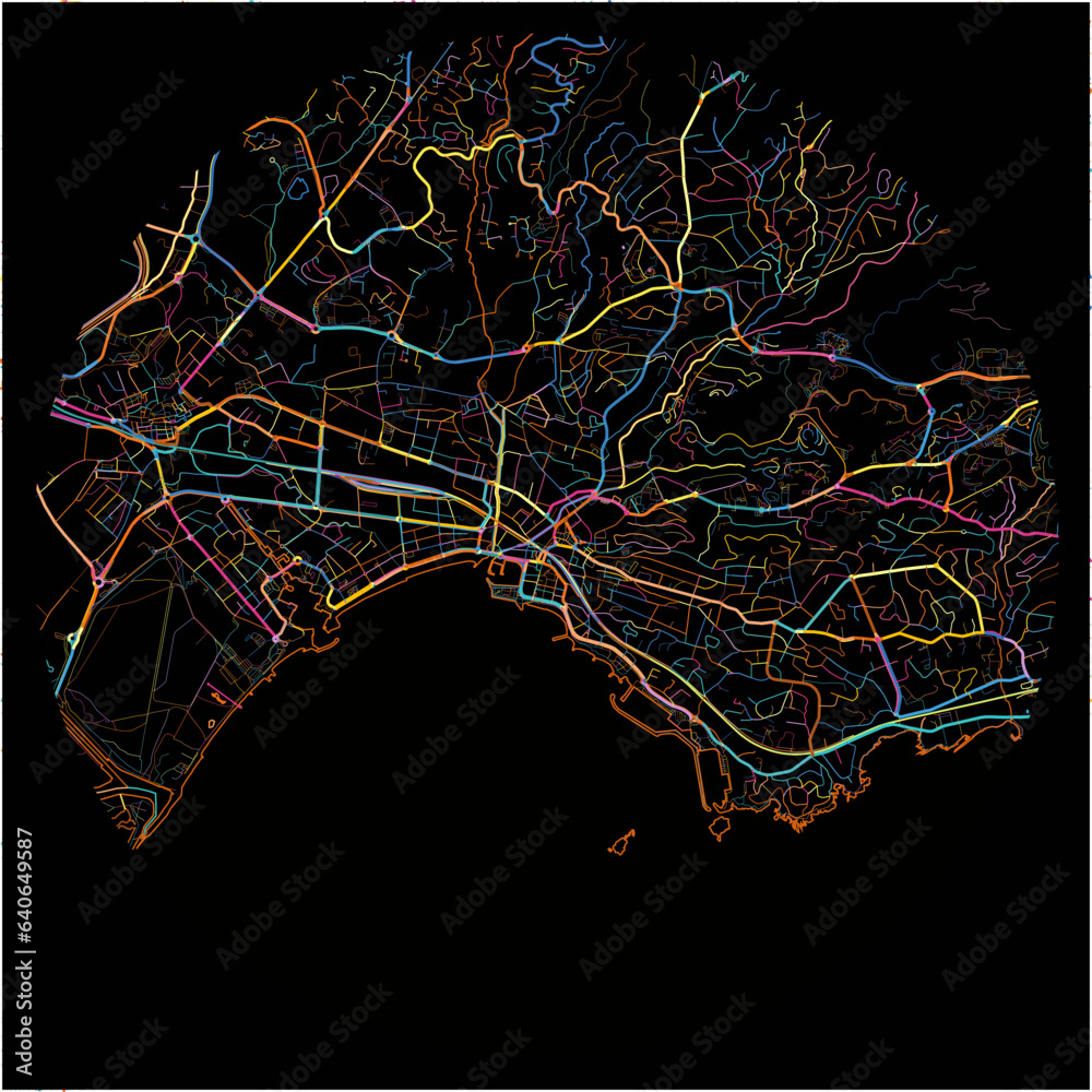 Colorful Map of Saint-Raphael, Var with all major and minor roads ...