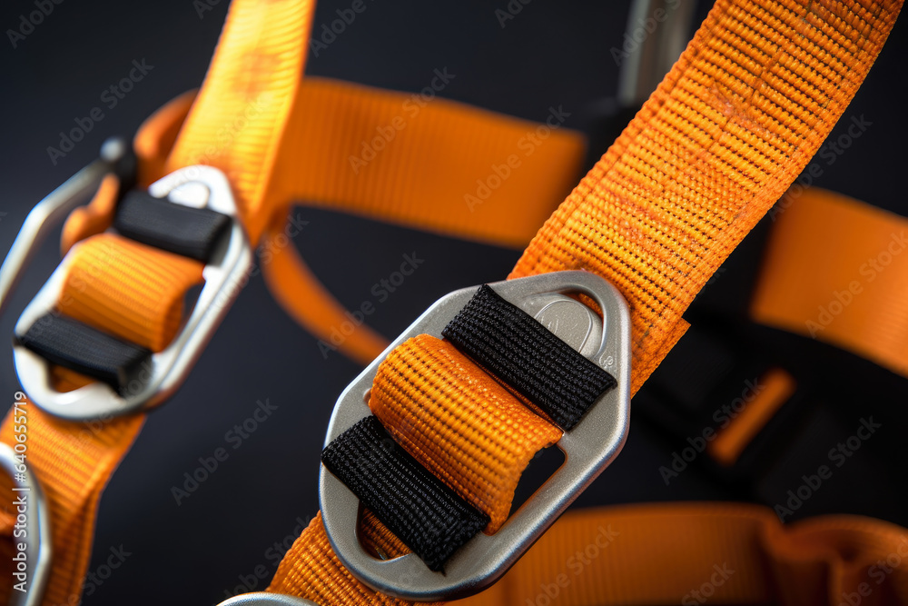 An extraordinary close-up shot showcasing a top-notch safety harness ...