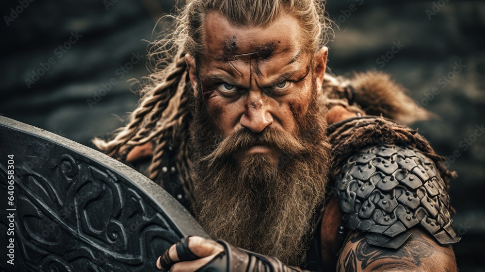 This historical photo shows a crazy Viking with a tattoo on his skin, a ...