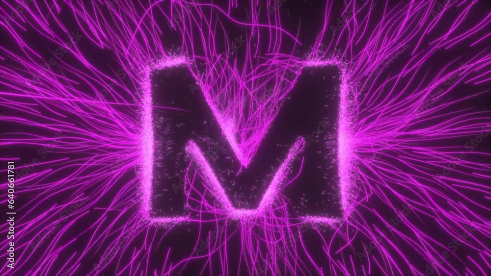 Letter M Reveal in Glowing Neon Electric Field by Curved Rays and ...