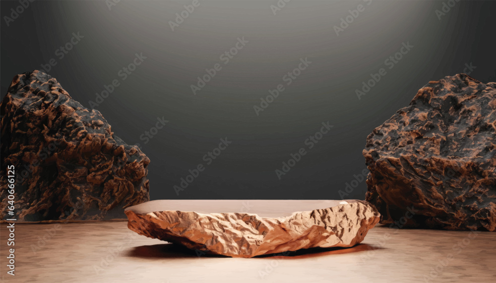 Mars rock group copper and black arid platform podium surface texture ...