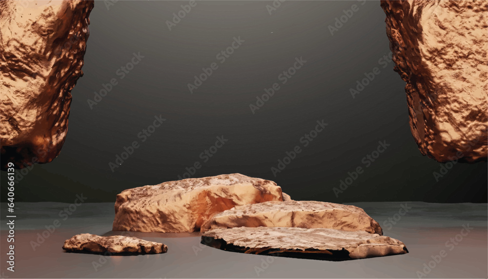 Vetor de Mars rock group copper and black arid platform podium surface ...