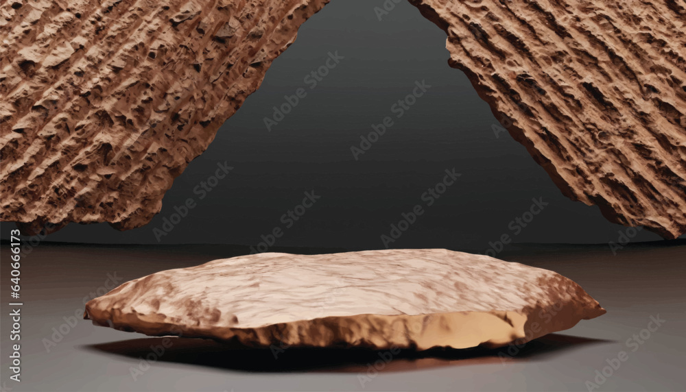 Mars rock group copper and black arid platform podium surface texture ...