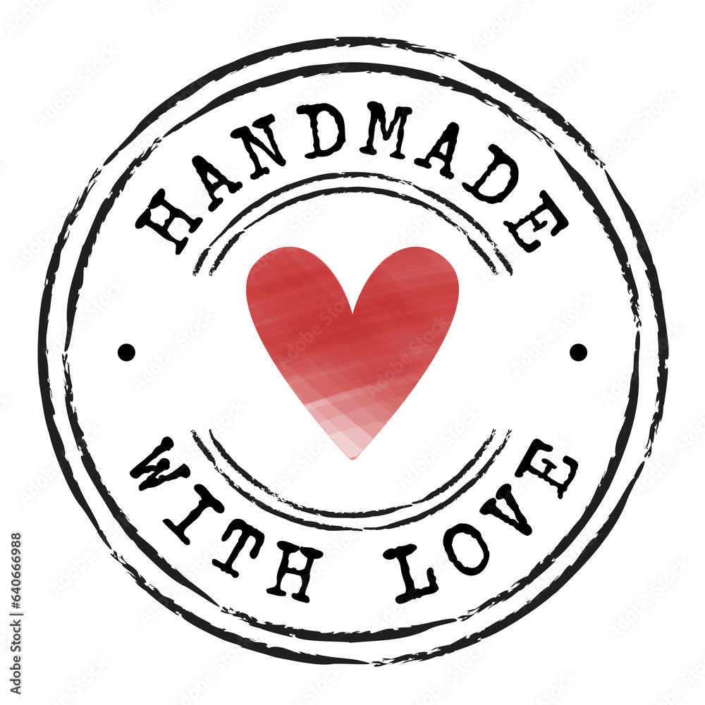 Digital png illustration of hand made with love text and heart ink ...