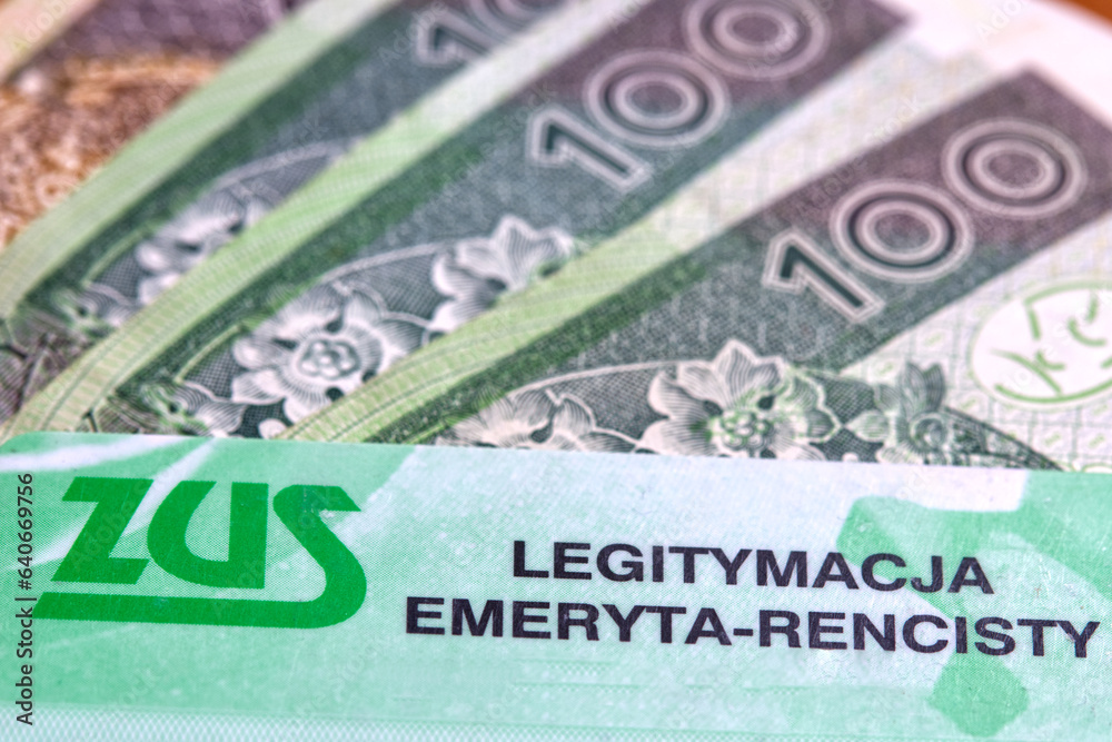 Warsaw, Poland - August 28, 2023: Detail of logo ZUS on ZUS ID card and ...