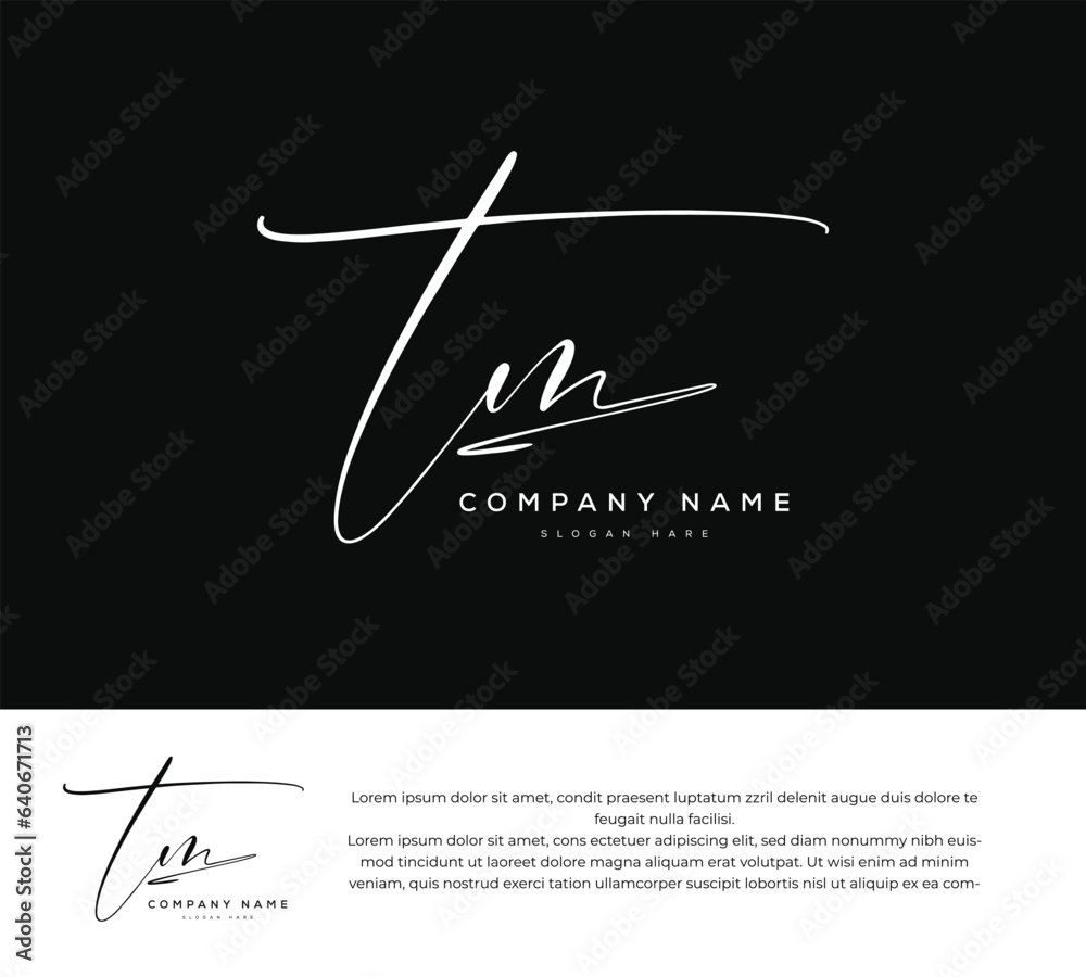 TM T M initial letter handwriting and signature logo Stock Vector ...