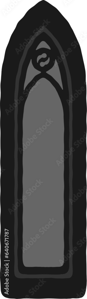 Gothic lancet window with small tracery stylized drawing. Architectural ...