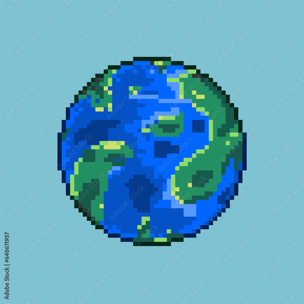 Pixel art of beautiful earth. Pixel art art of earth with green zone ...