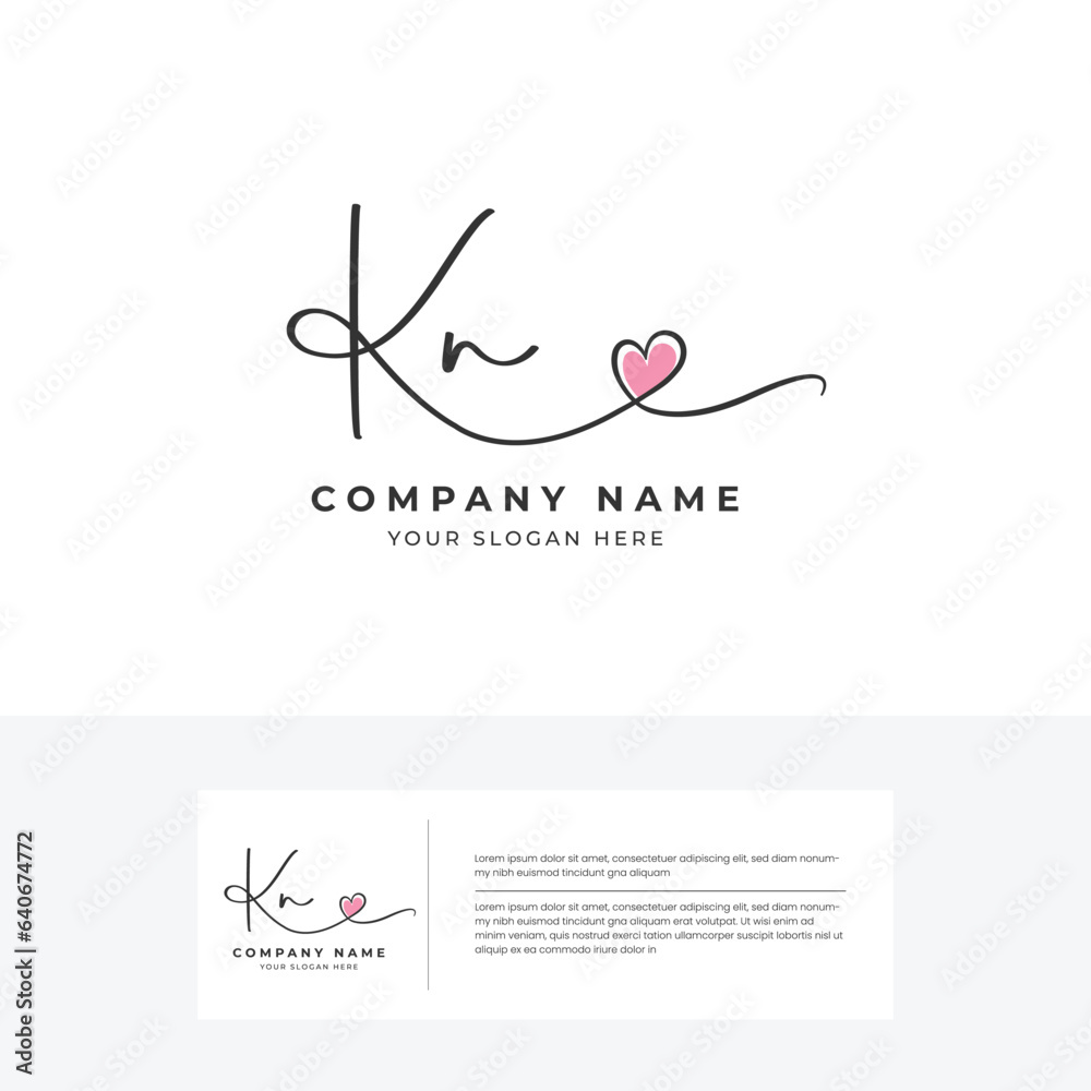 KA K A initial letter handwriting and signature logo vector with heart ...