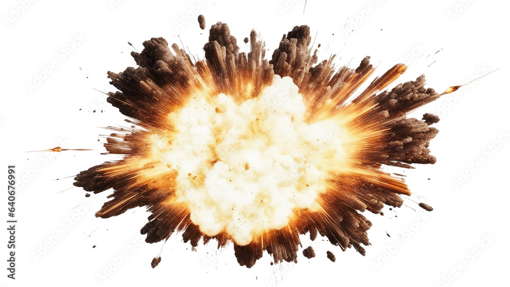 Realistic fiery explosion busting over a white background. explosion ...