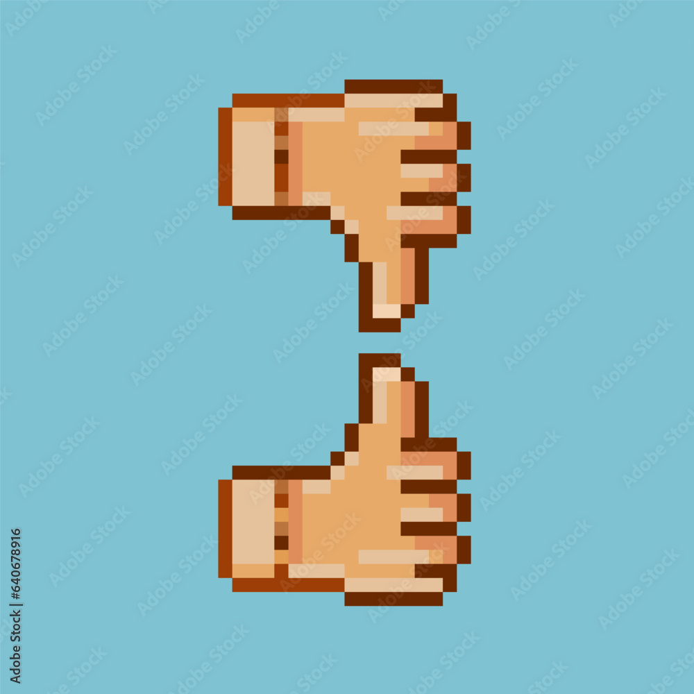 Vecteur Stock Pixel art of nice hand and taunt hand with pixel style ...