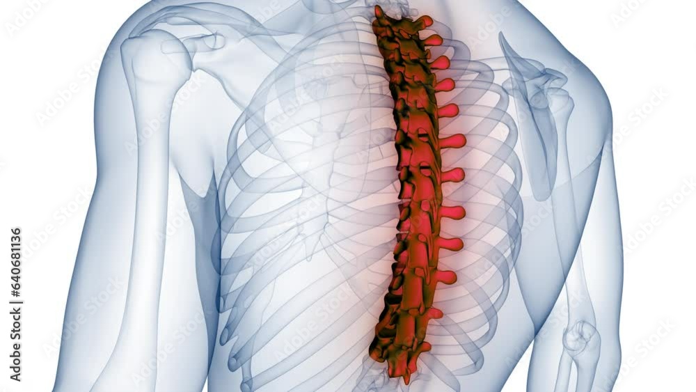 Spinal Cord Vertebral Column Thoracic Vertebrae of Human Skeleton ...