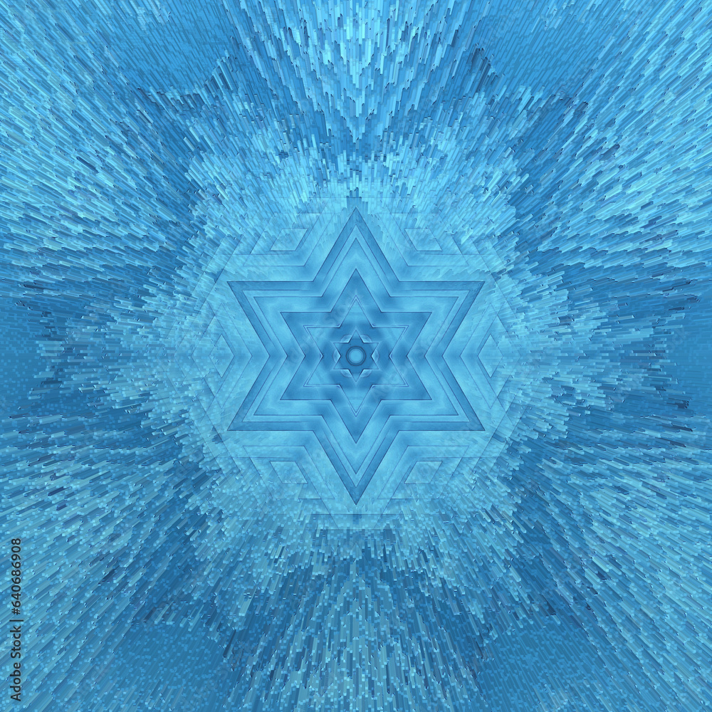 exploding concentric star shapes in light blue and turquoise design ...