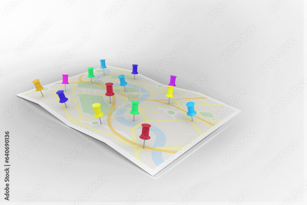 Digital png illustration of map with pins on transparent background ...