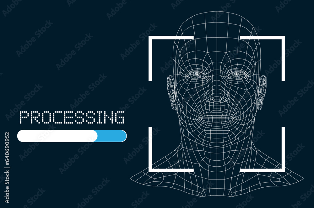 Face recognition. Human Face Scanning. Face ID. Facial recognition ...