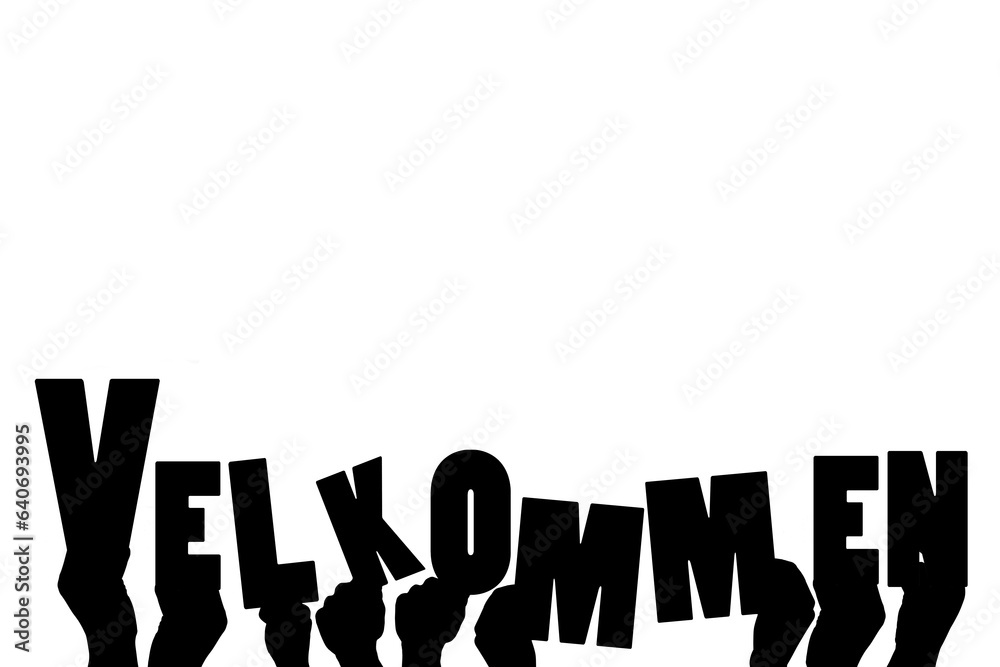 Digital png illustration of hands with velkommen text on transparent ...
