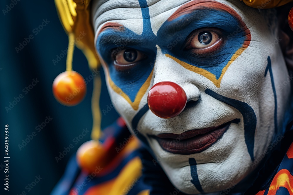 Scary creepy smiling clown circus jester joker villain carnival ...
