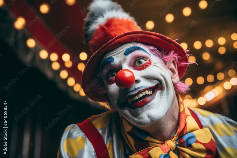 Scary creepy smiling clown circus jester joker villain carnival ...