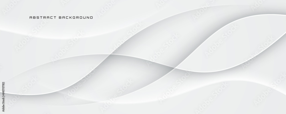 3D white geometric abstract background overlap layer on bright space ...