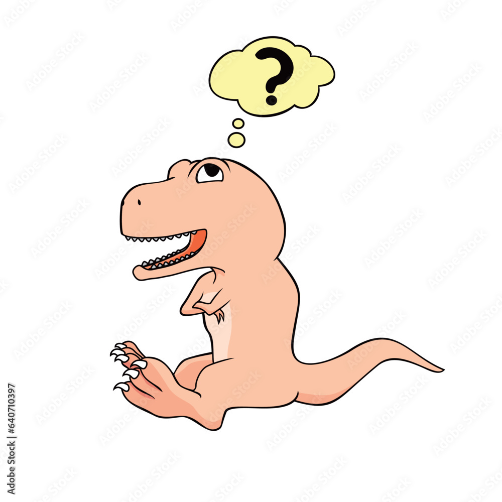 cute cartoon tyrannosaurus thinking. problem sign and symbol. Stock ...