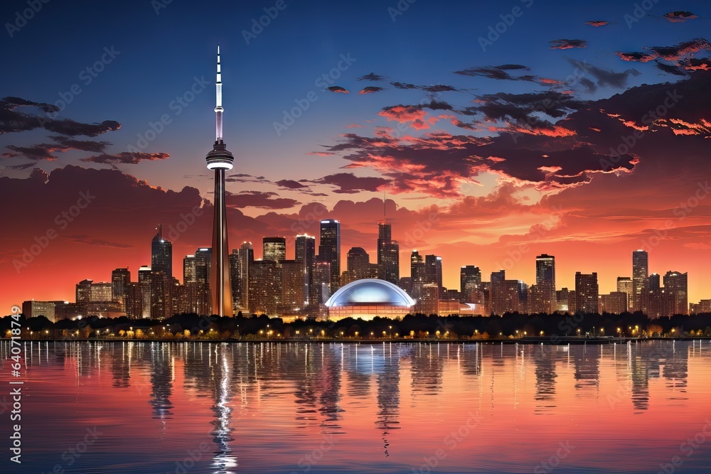 canada horizontal city landma evening canadian lake destination skyline ...