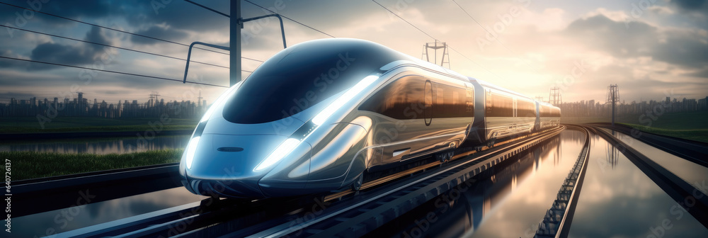 Futuristic concept, Futuristic bullet train or hyperloop ultrasonic ...