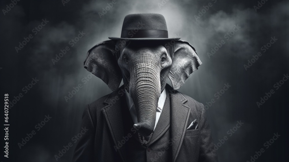 full body elephant as mafioso in the style of Peaky.Generative AI Stock ...