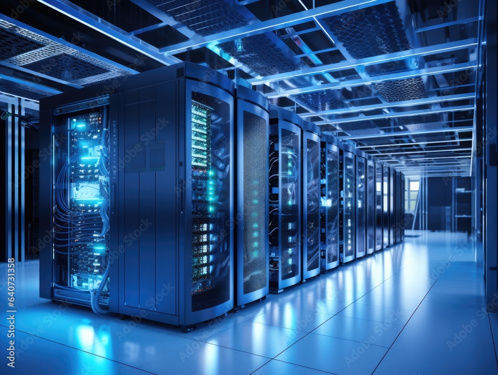 Generative AI illustration of close up side view of rows of various ...