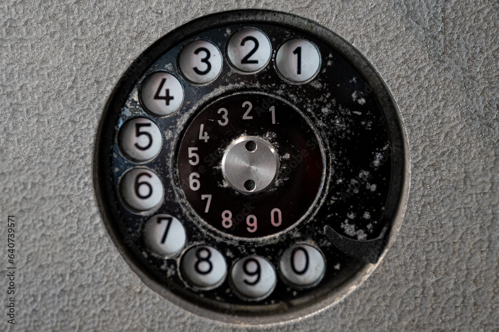 rotary dial pad of an old telephone dial phone disk. Stock Photo ...