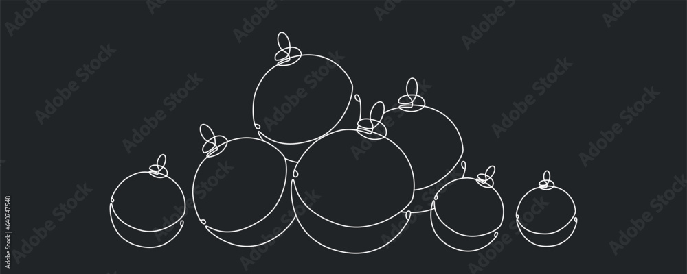 Christmas ball continues one single line hand drawing sketch. Vector ...