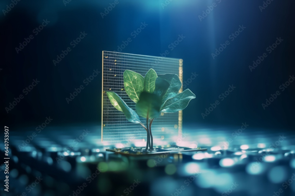 Tech plant growing computer. Generate Ai Stock Photo | Adobe Stock
