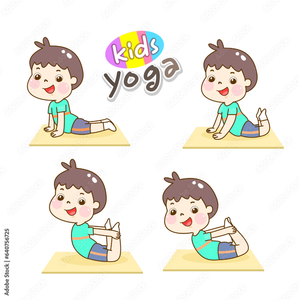 Cartoon cute kids yoga character. Stock Vector | Adobe Stock