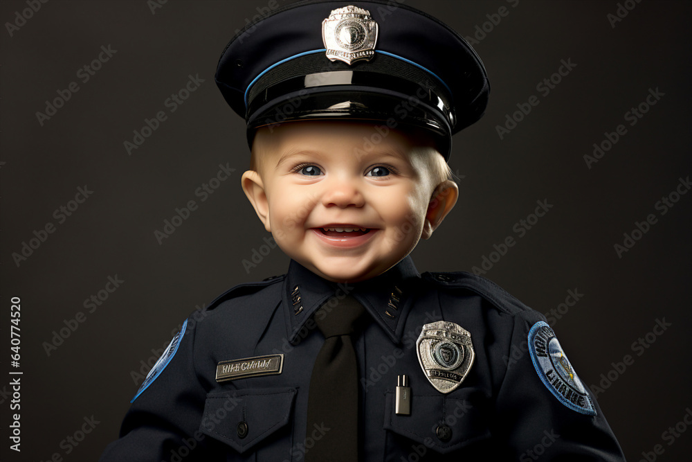 Generative ai collage photo of adorable baby in police uniform future ...