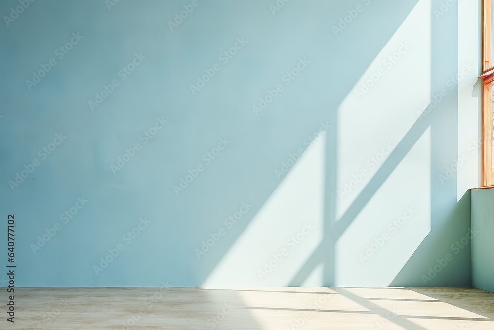Light blue background with windows casting shadows on a plaster wall ...