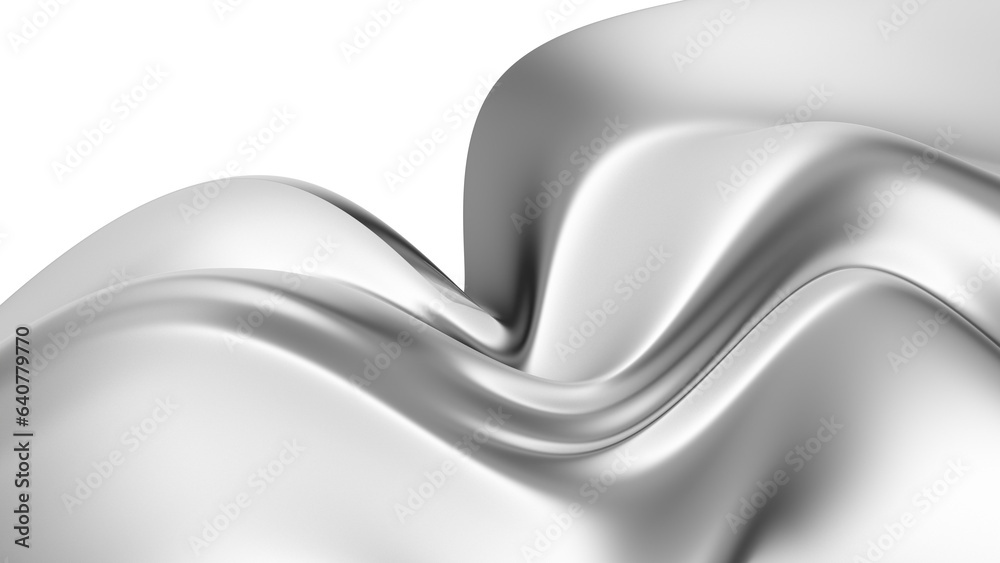 Transparent 3D shape abstract black and white fluid fabric wave without ...