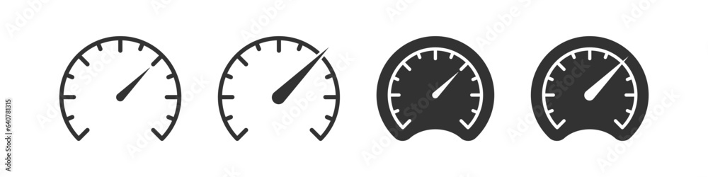 Speedometer icon. Speed signs. Tachometer symbol. Arrow gauge symbols ...