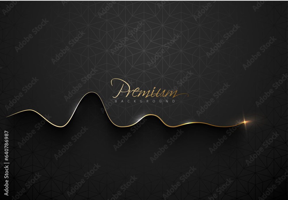 Golden curve line black luxury banner. Golden text on black label ...