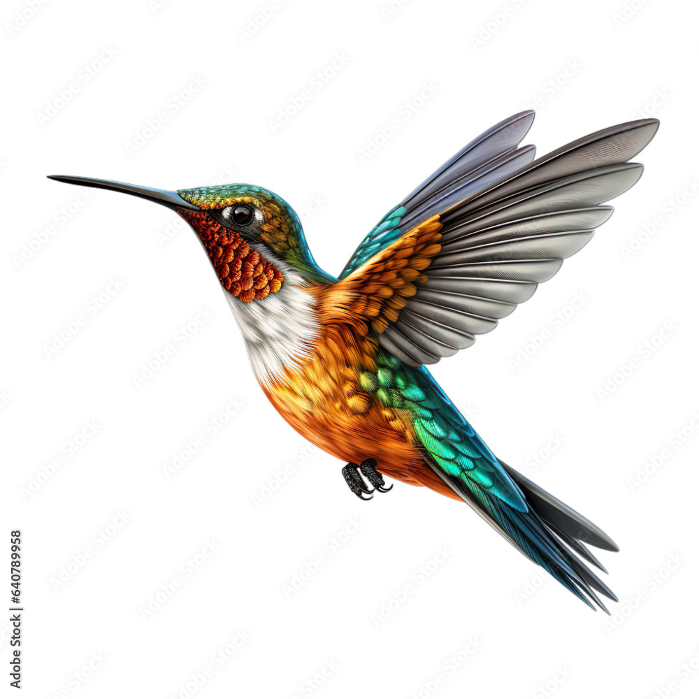 Flying Hummingbird 3d render character, Hyper Realistic isolated on ...