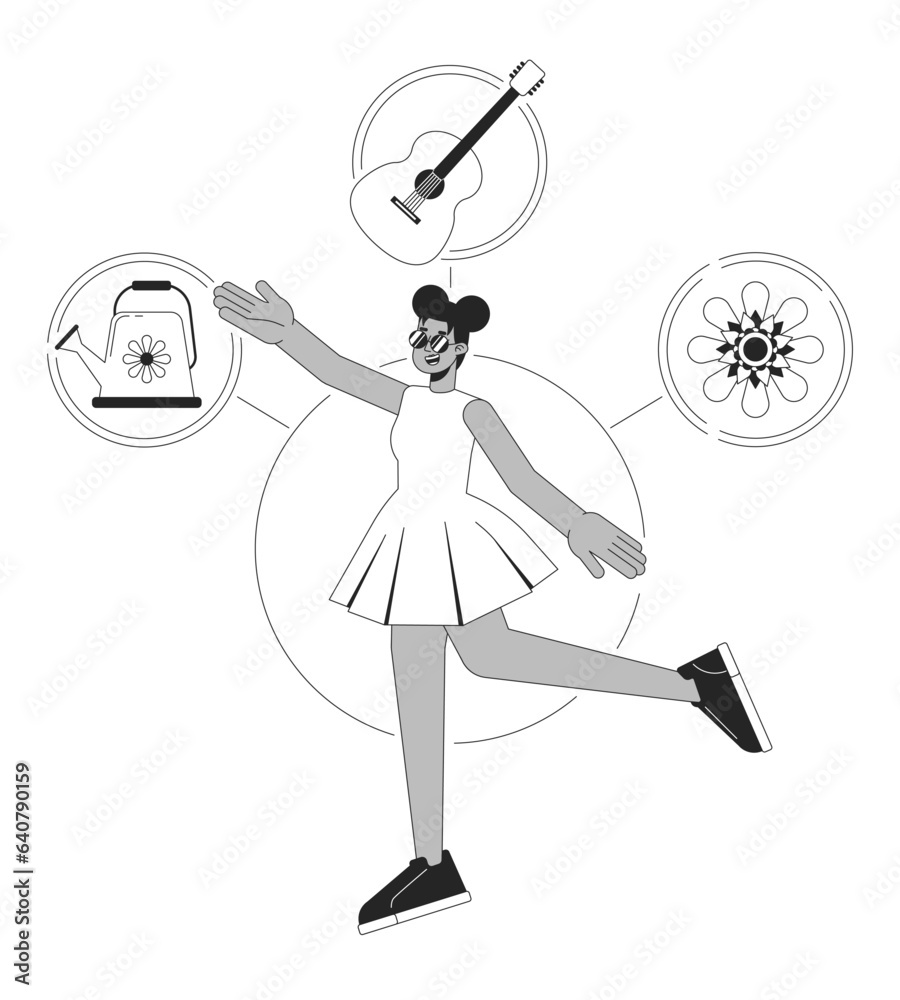 Innocent person archetype bw concept vector spot illustration. Peaceful ...