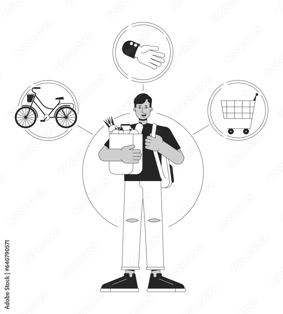 Everyman person archetype bw concept vector spot illustration. Man with ...