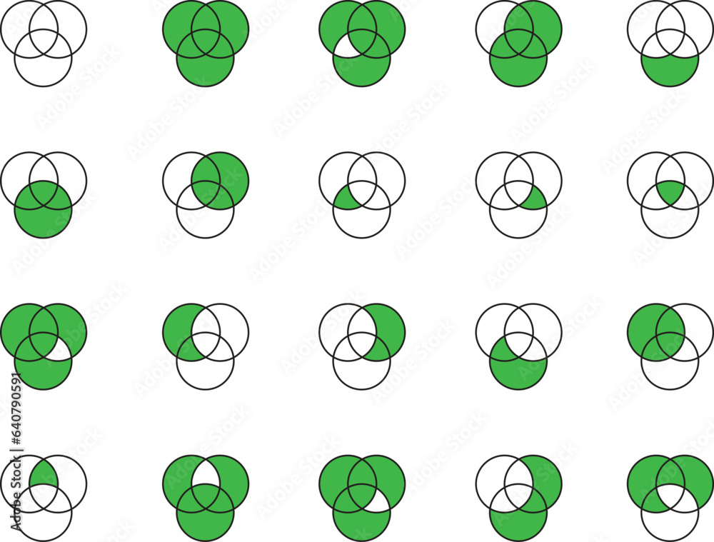 Three Math Shading Sets Venn Diagram Symbols Collection Stock Vector ... Three Math Shading Sets Venn Diagram Symbols Collection Stock Vector ...