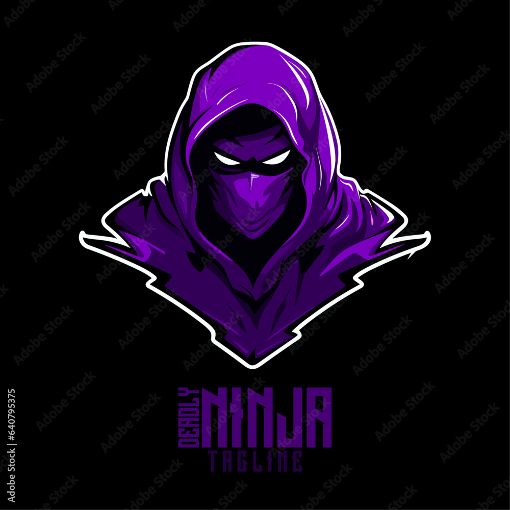Illustrated Lavender Ninja Saboteur: Logo, Mascot, Illustration, Vector ...