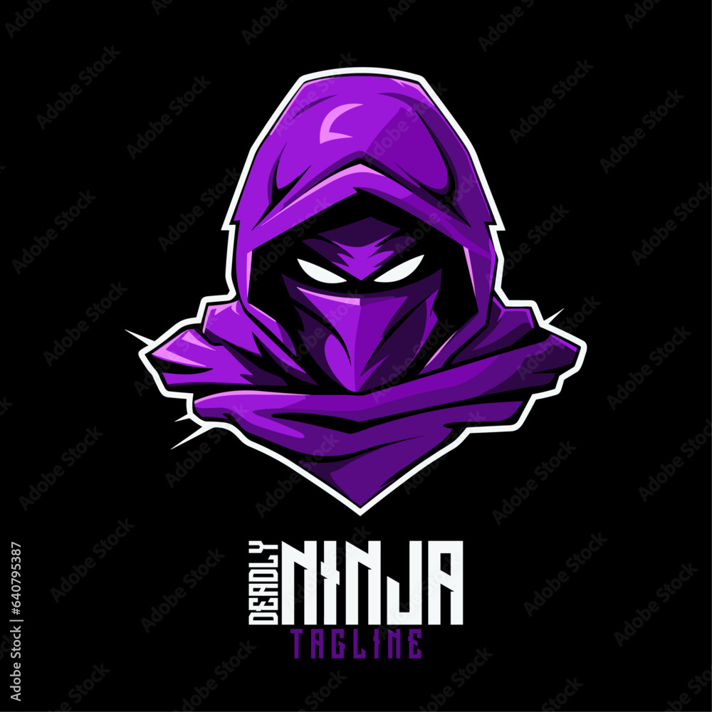 Vivid Purple Ninja Slayer Design: Logo, Mascot, Illustration, Vector ...